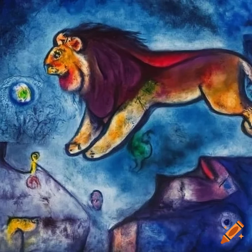 Blue house landscape in the style of mark chagall in paris on Craiyon