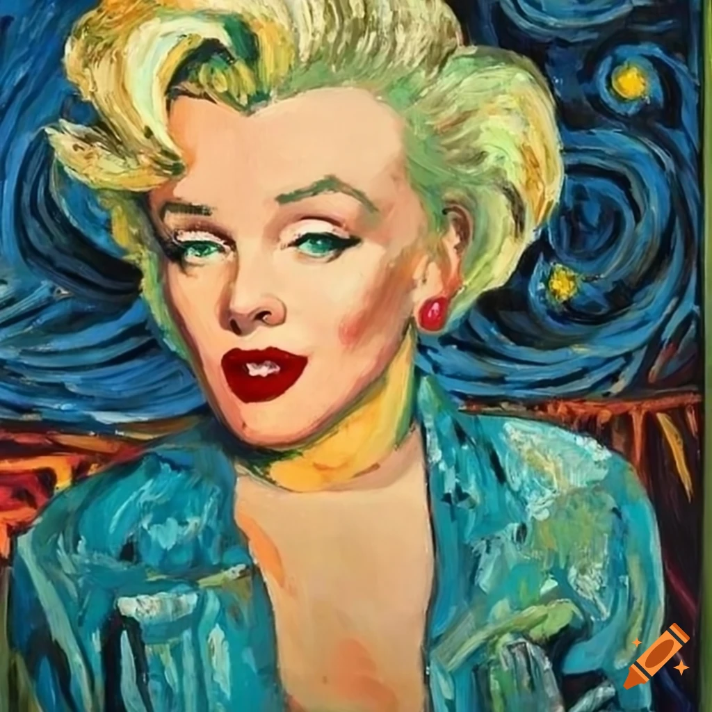 Van gogh-style portrait of marilyn monroe on Craiyon