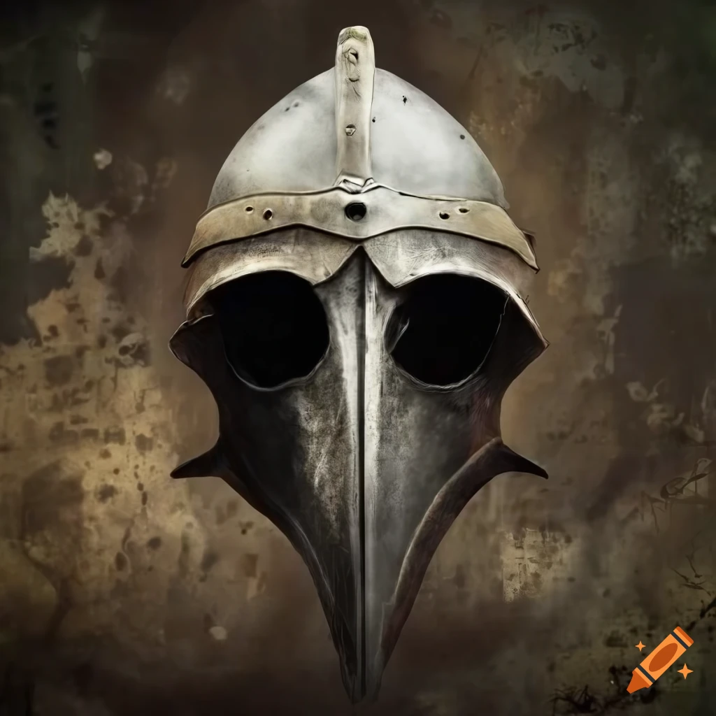 Detailed open helmet with cursed light in a medieval style on Craiyon