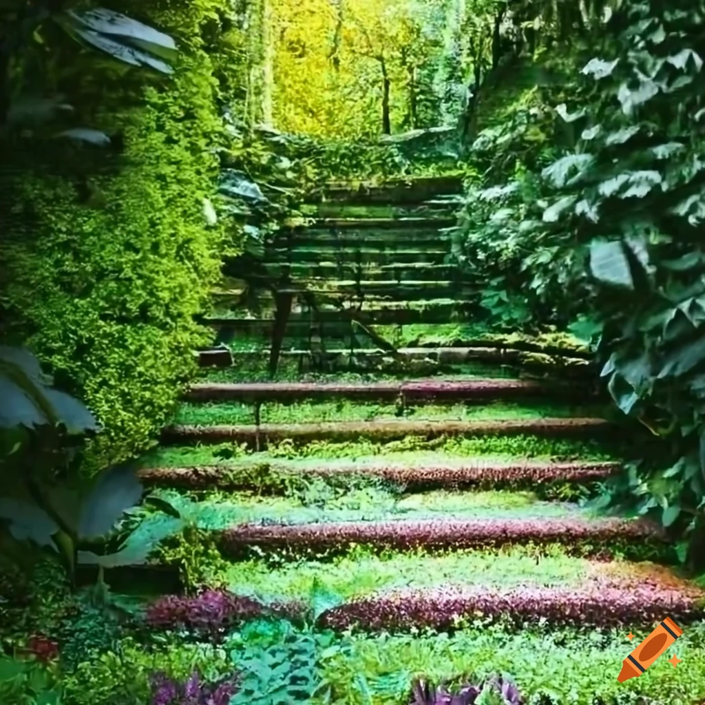 Staircase with greenery on Craiyon