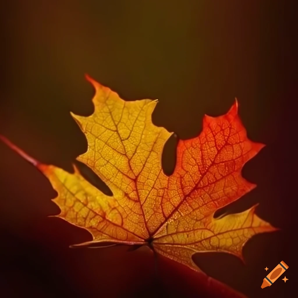 Close-up of a maple leaf in fall on Craiyon