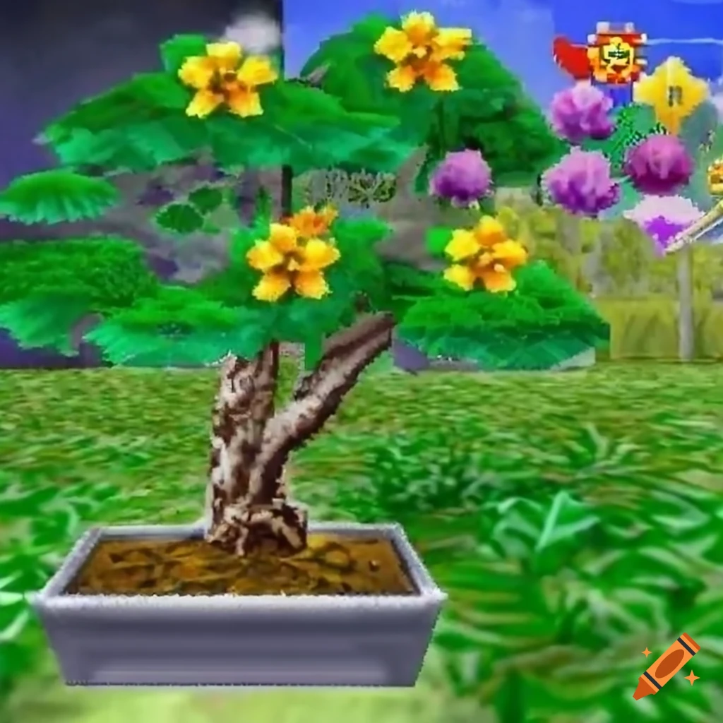 Flower bonsai in retro n64 style