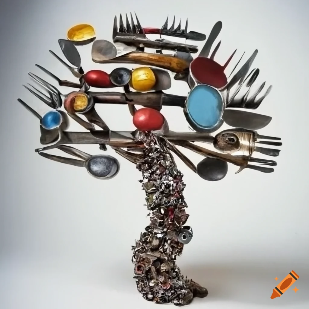 Sculpture made of recycled materials on Craiyon