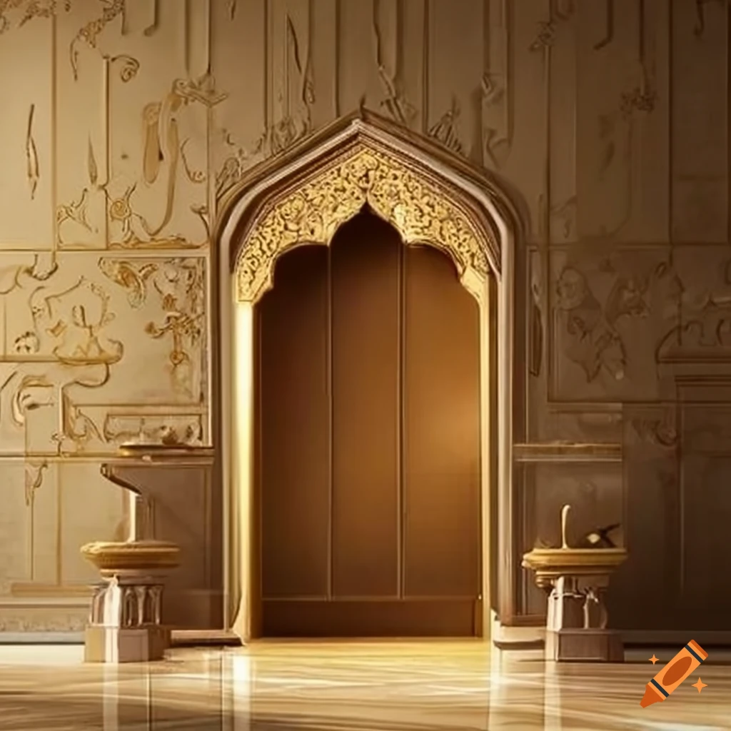 Marble entrance with intricate islamic art designs on Craiyon