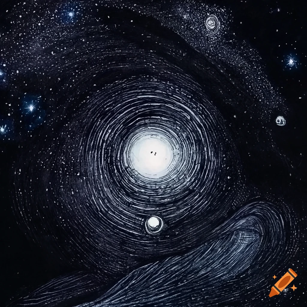 Ink drawing of a ufo in the milky way galaxy on Craiyon