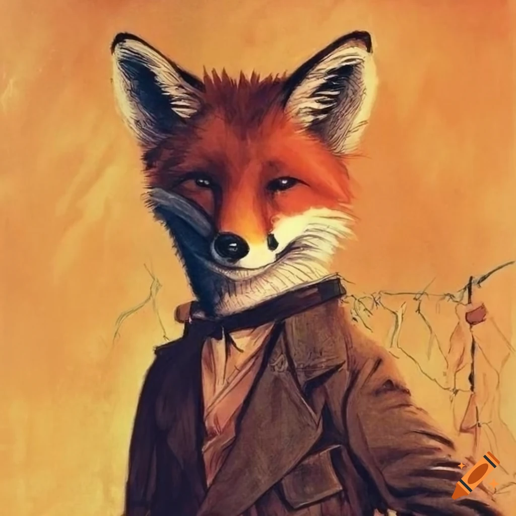 Fox in a vineyard from noir graphic novel