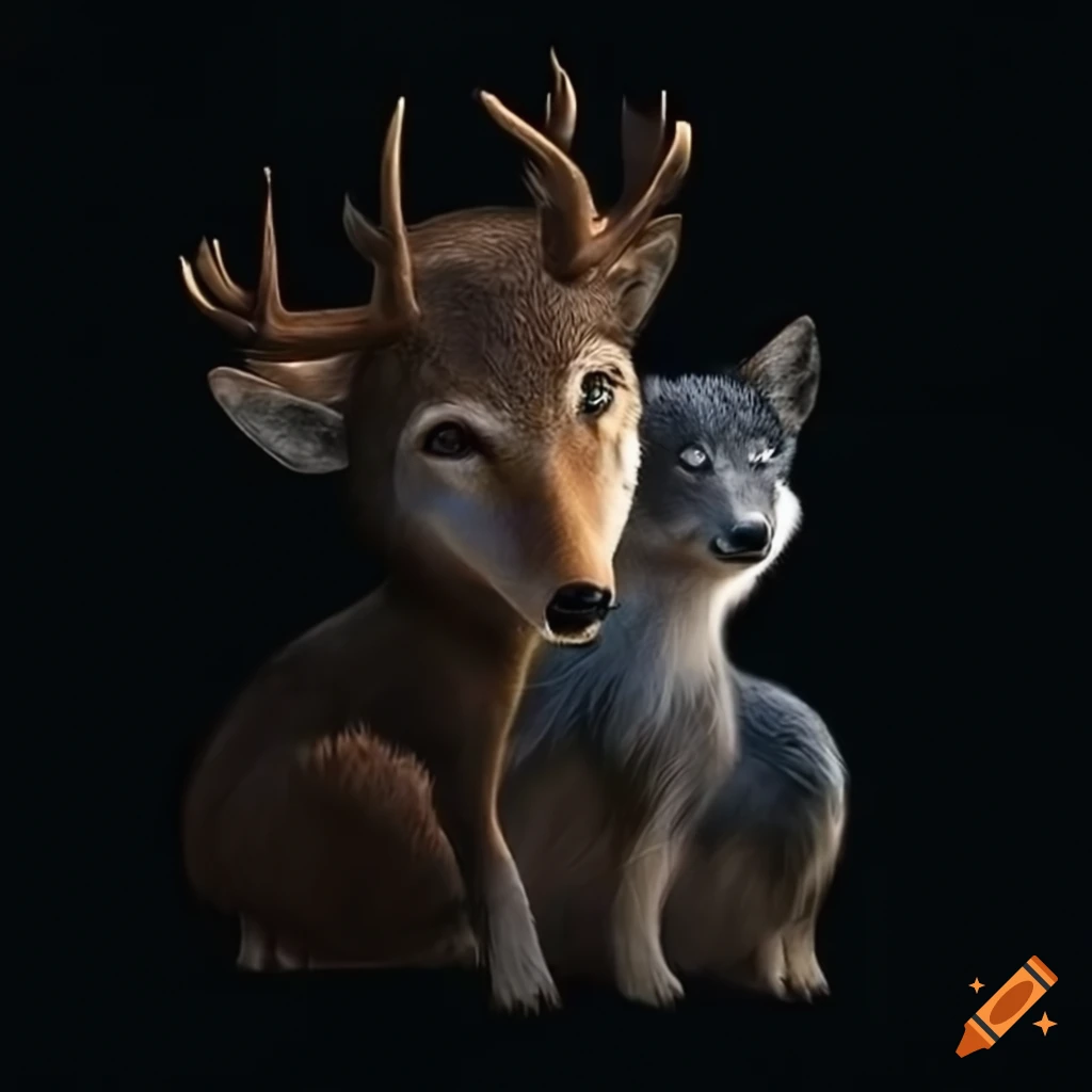 Image of a deer and a wolf on Craiyon