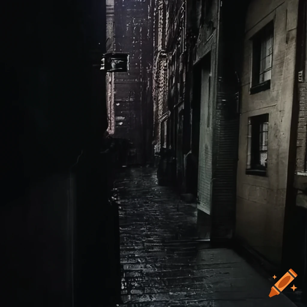 Dark, rain-soaked new york alleyway at night on Craiyon