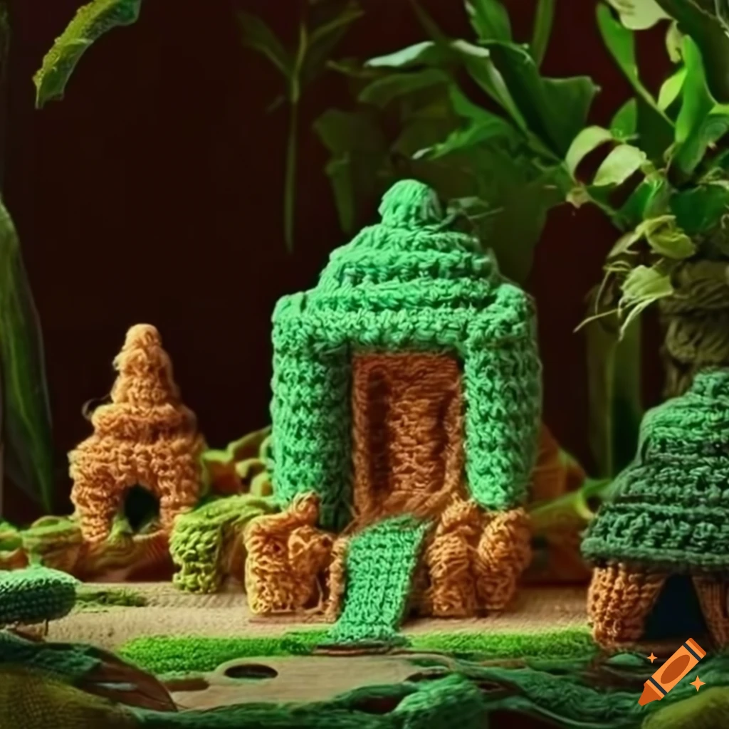 Crocheted jungle temple