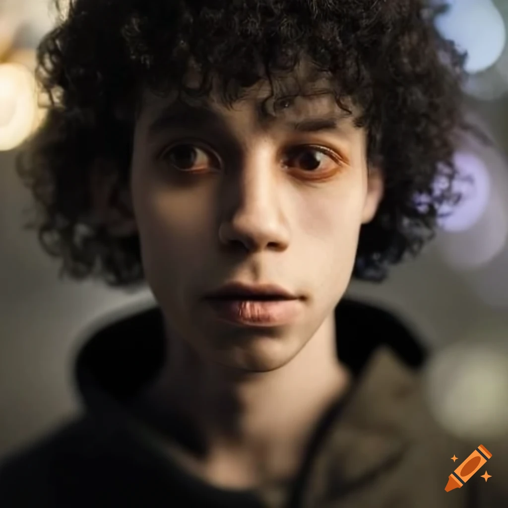 Character design of a black-haired humanoid alien man on Craiyon