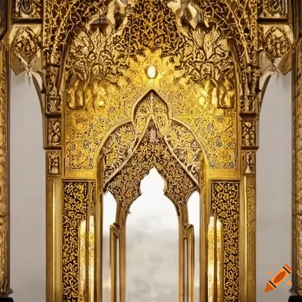 Entrance altar of islamic art with marble and gold on Craiyon