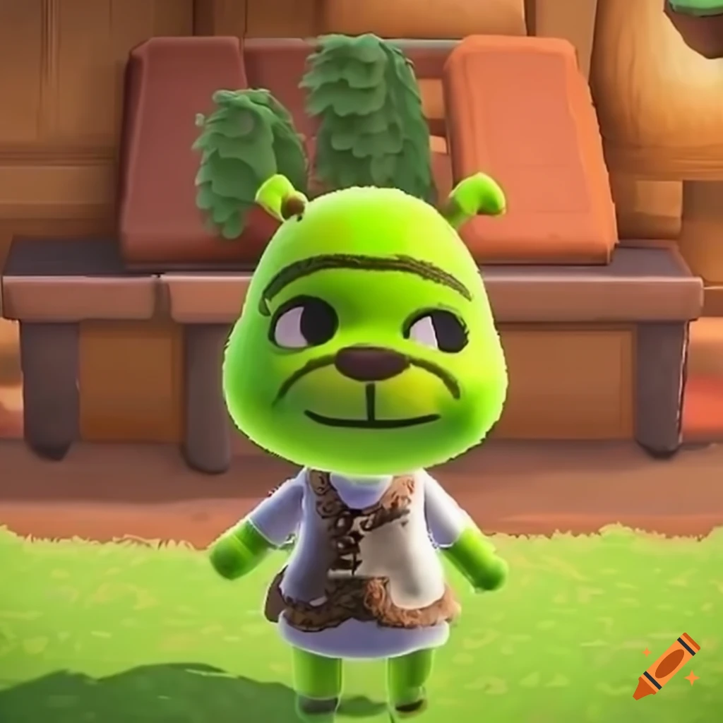 Crossover of Shrek and Animal Crossing on Craiyon