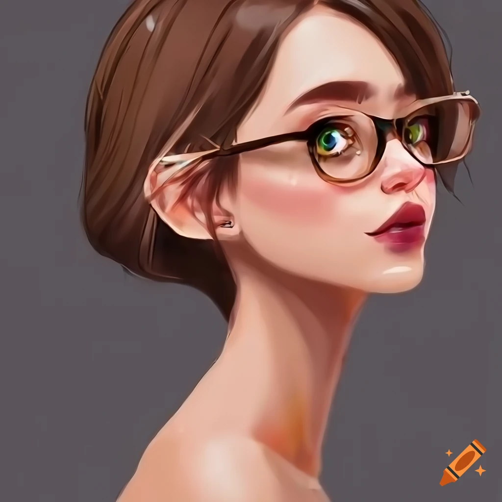 Beautiful girl with clear glasses for profile picture