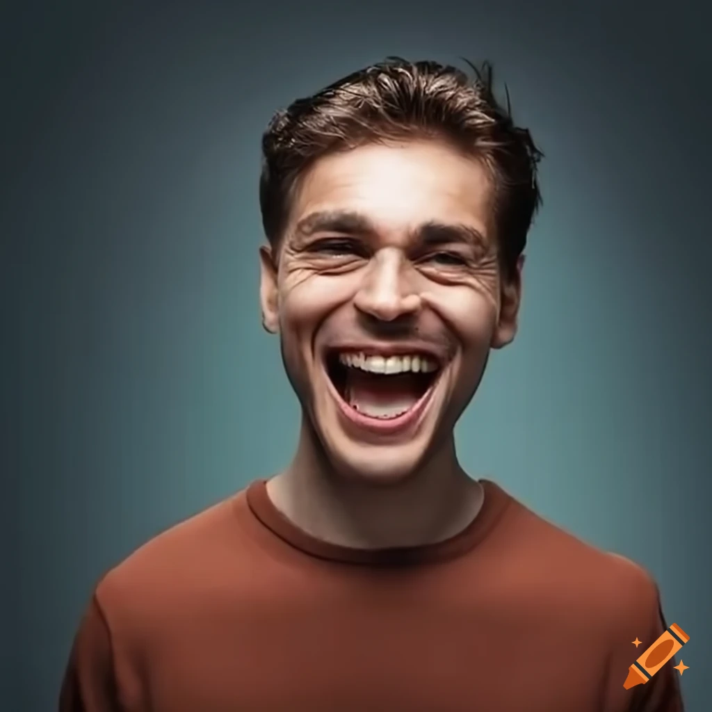 Sarcastic man with brown hair smiling on Craiyon