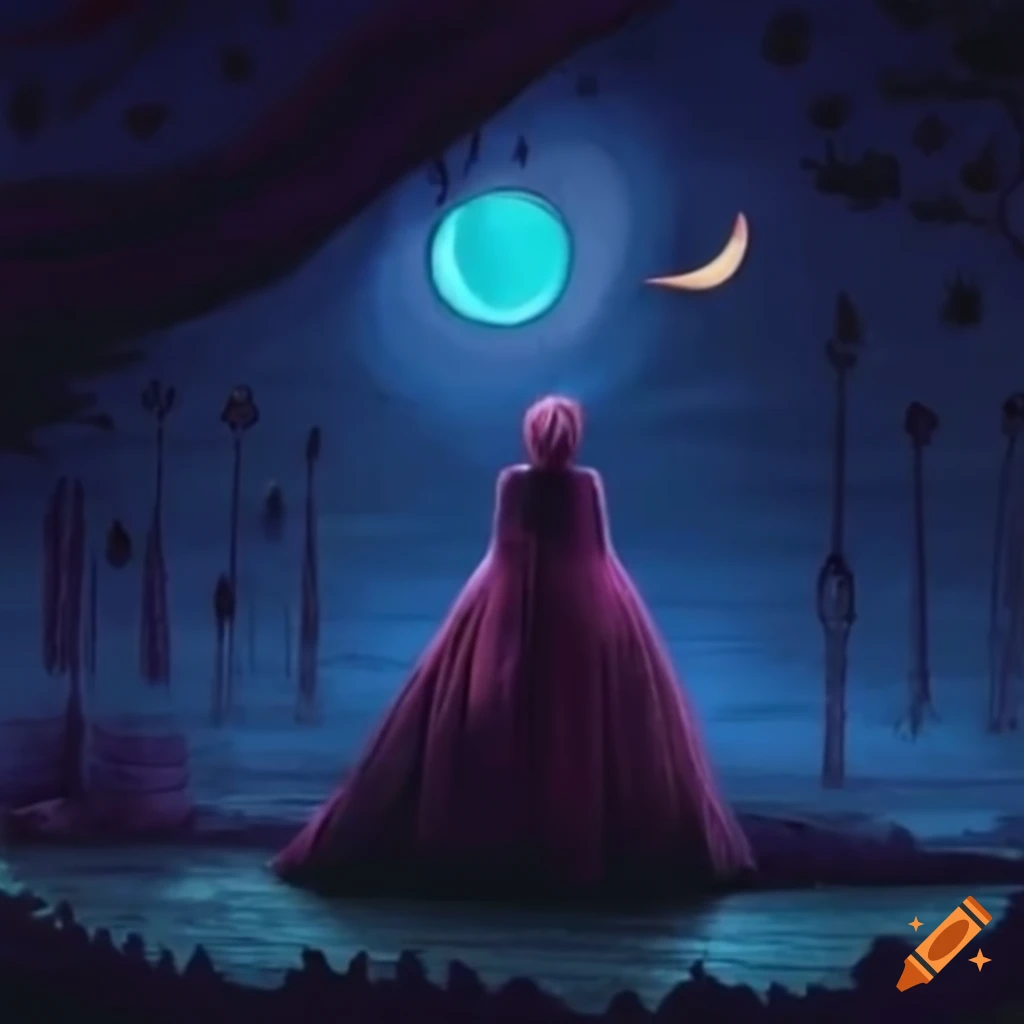 Stitch looking at the starry night sky