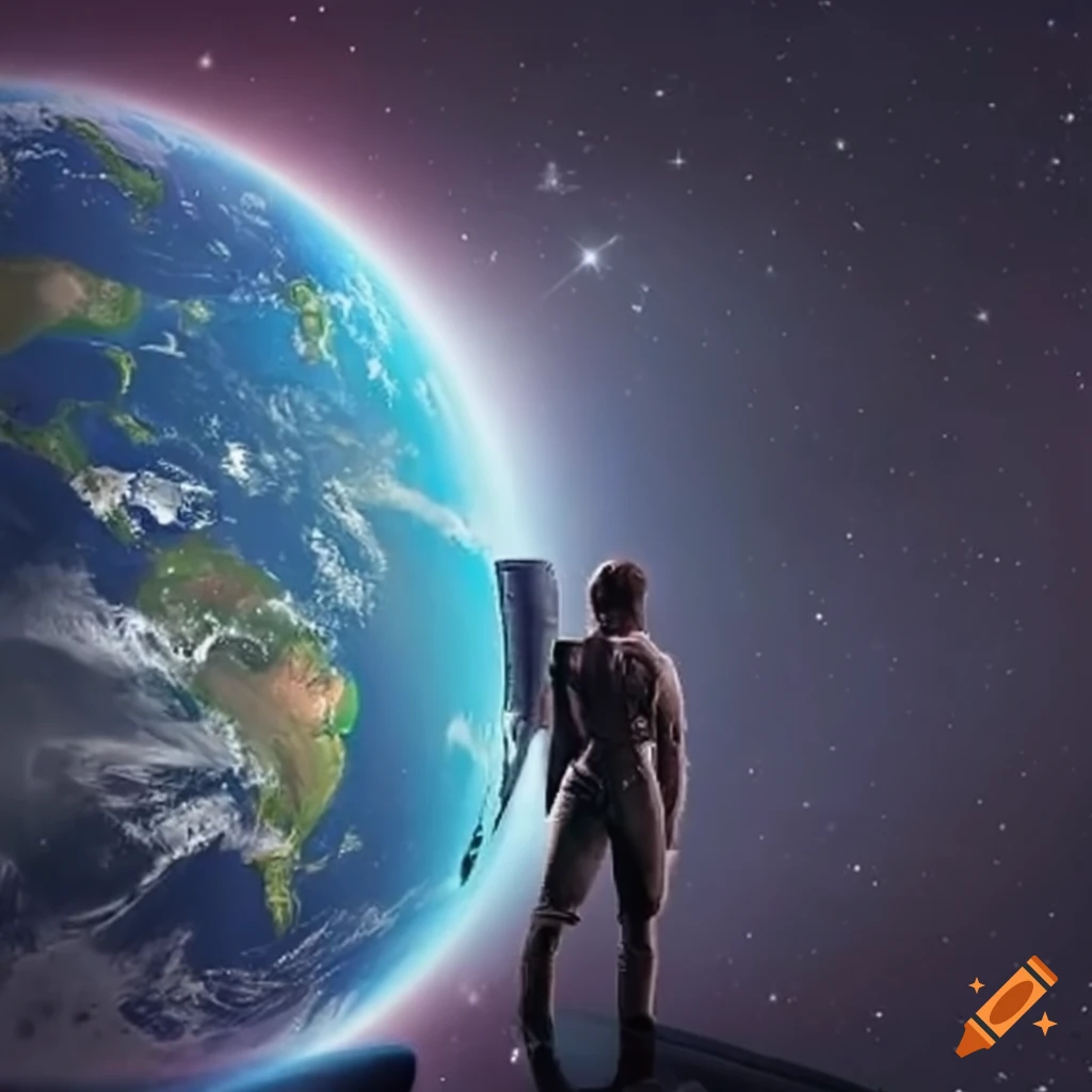 Astronaut observing the Earth from space on Craiyon