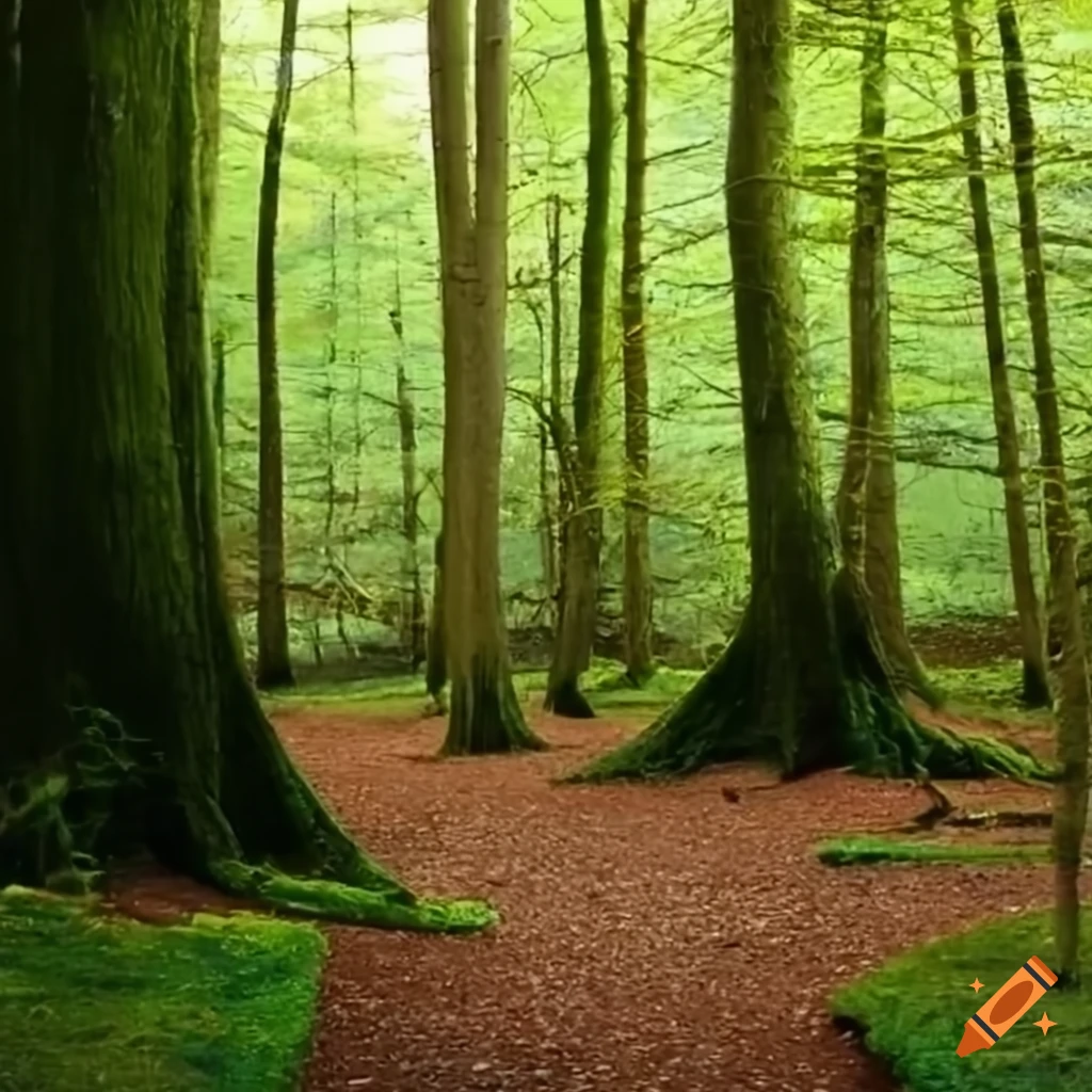 Image of a dry and bright forest on Craiyon