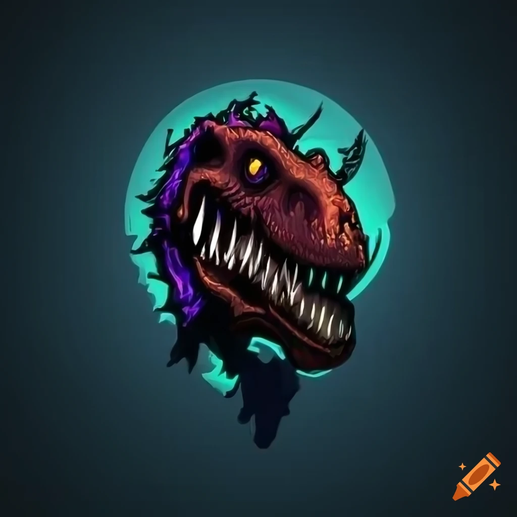 Dark themed esports logo of a tyrannosaurus rex