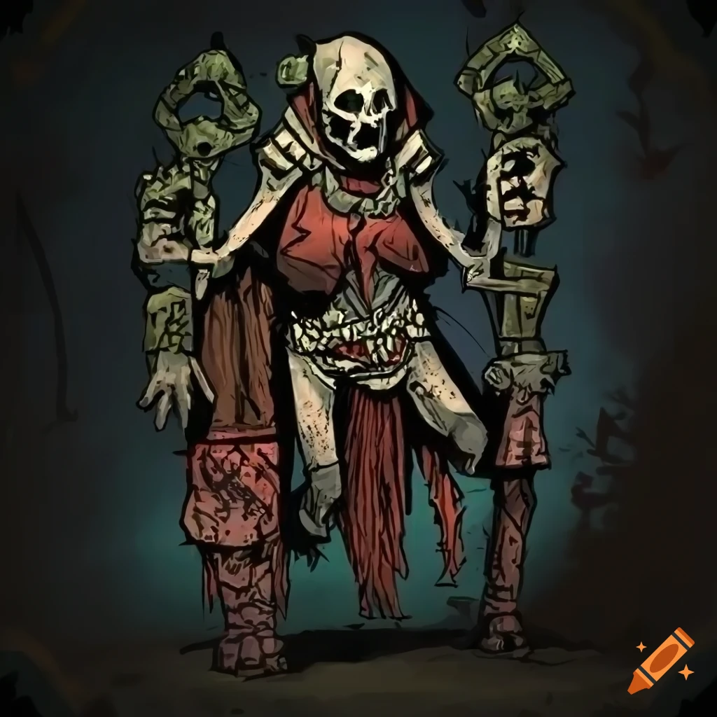 Dark fantasy artwork of a mayan skeleton necromancer on Craiyon