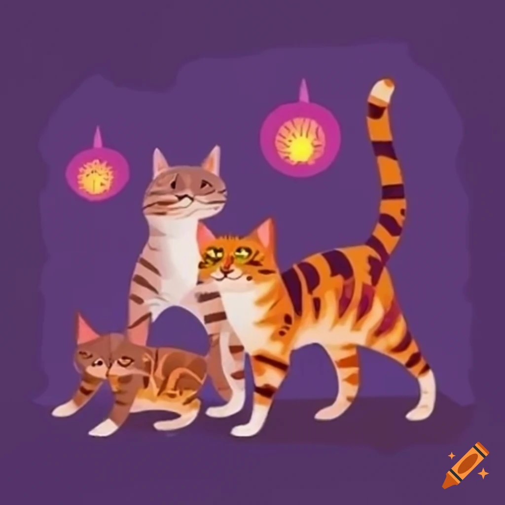 Cats exploring a mystical dungeon