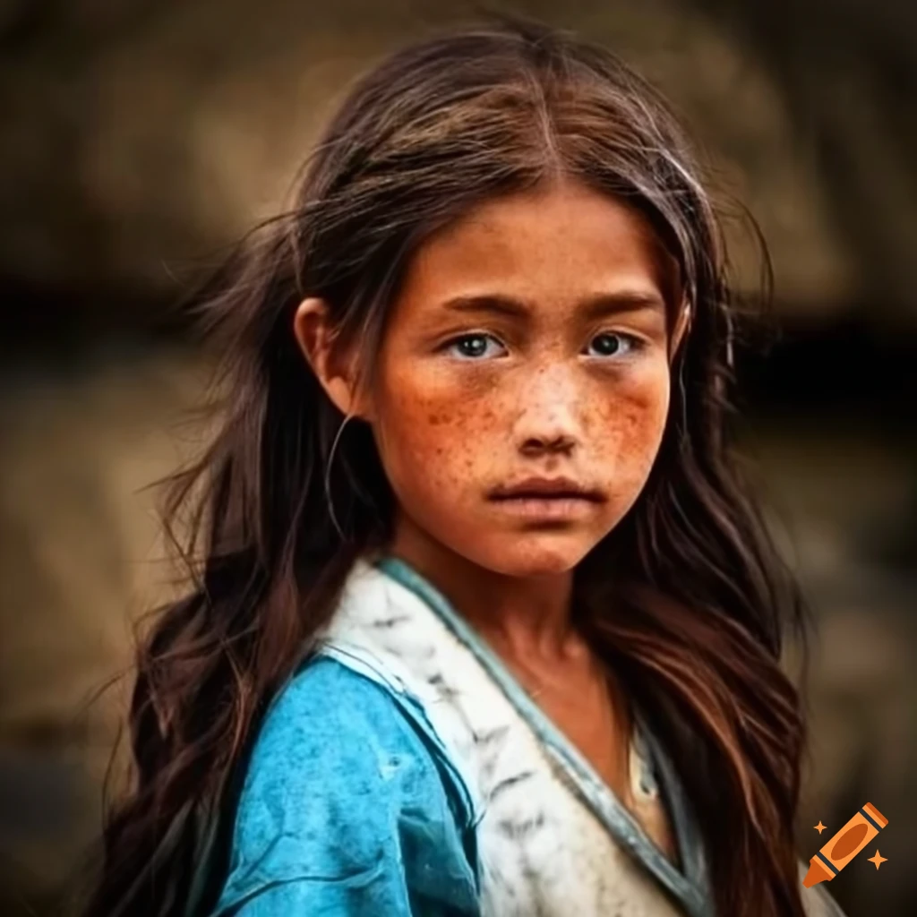Portrait of an inca girl in traditional attire on Craiyon