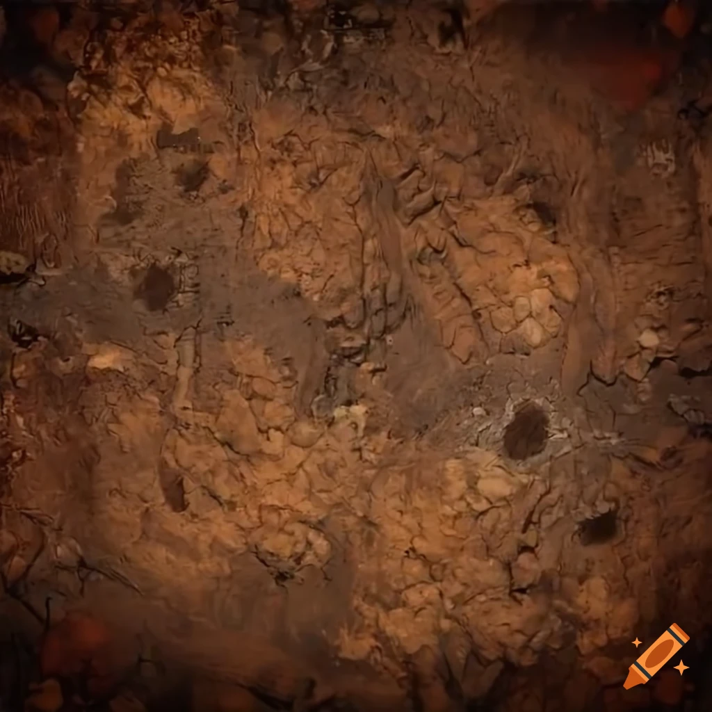 Top-down view of a dirt floor in an underground mine on Craiyon