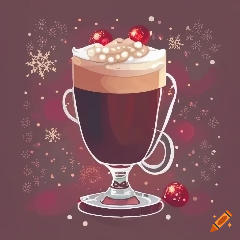 Festive Irish coffee with Christmas decorations on Craiyon