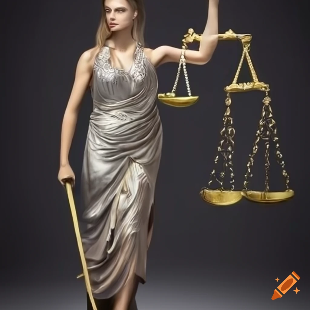 Photo-realistic depiction of lady justice on Craiyon