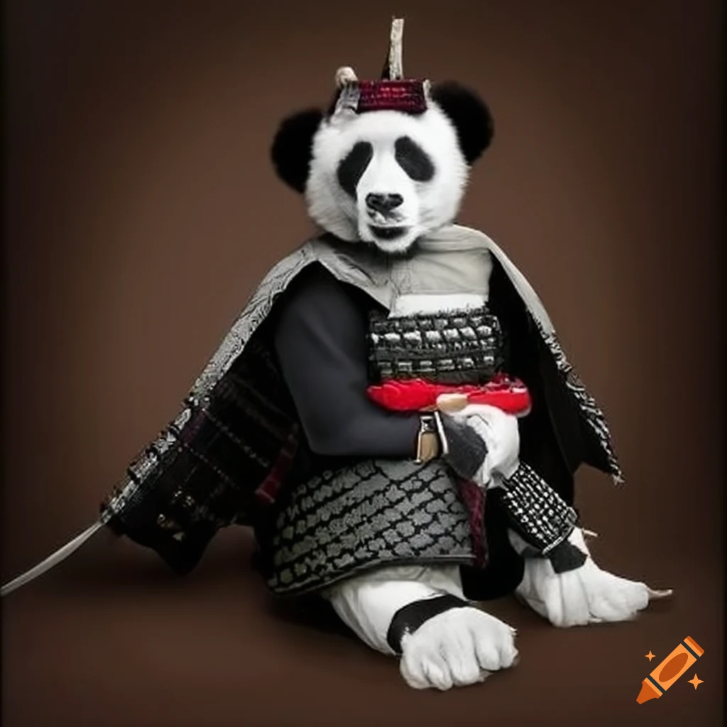Samurai panda in a dynamic pose