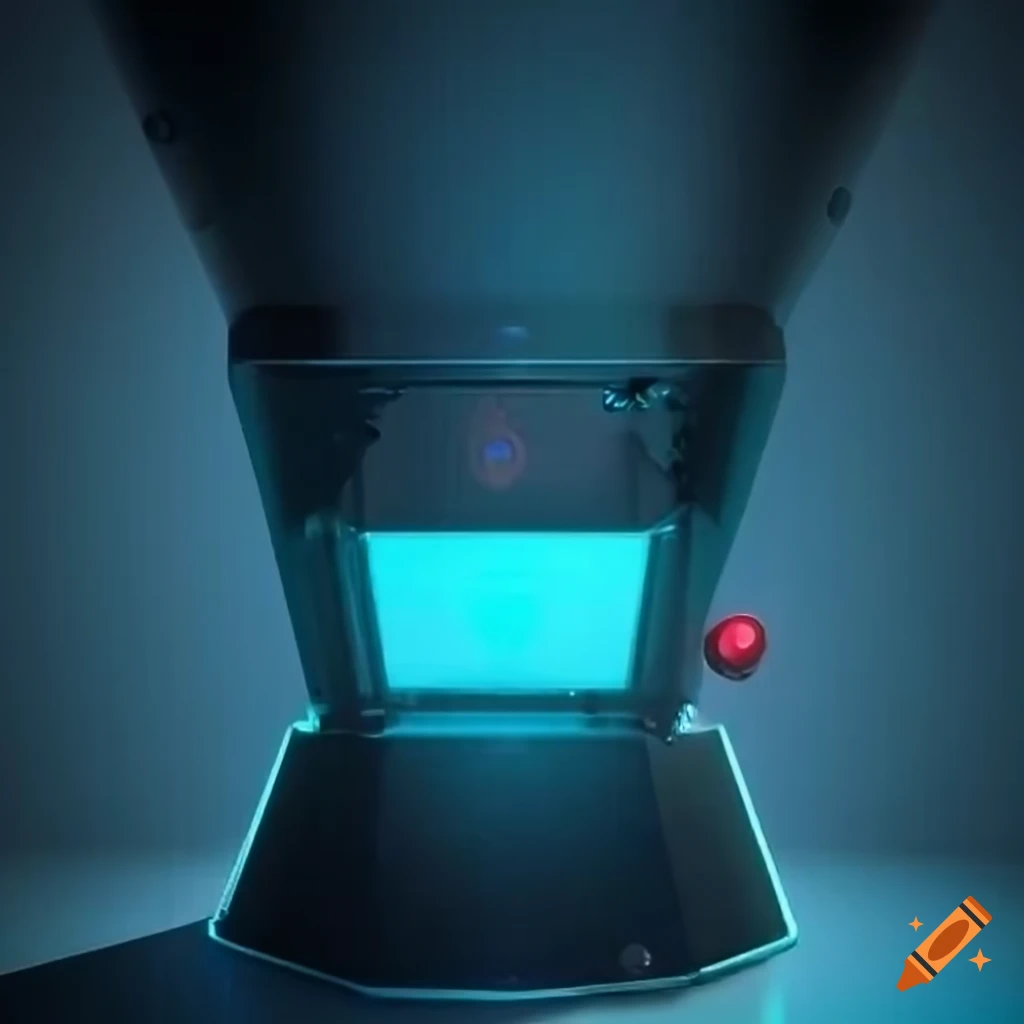 Sci-fi machine with water funnel and food output on Craiyon