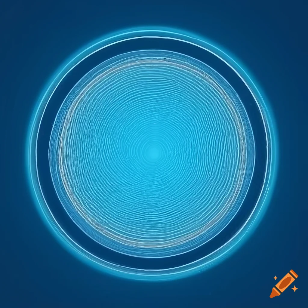 Minimalist digital art with blue circular line