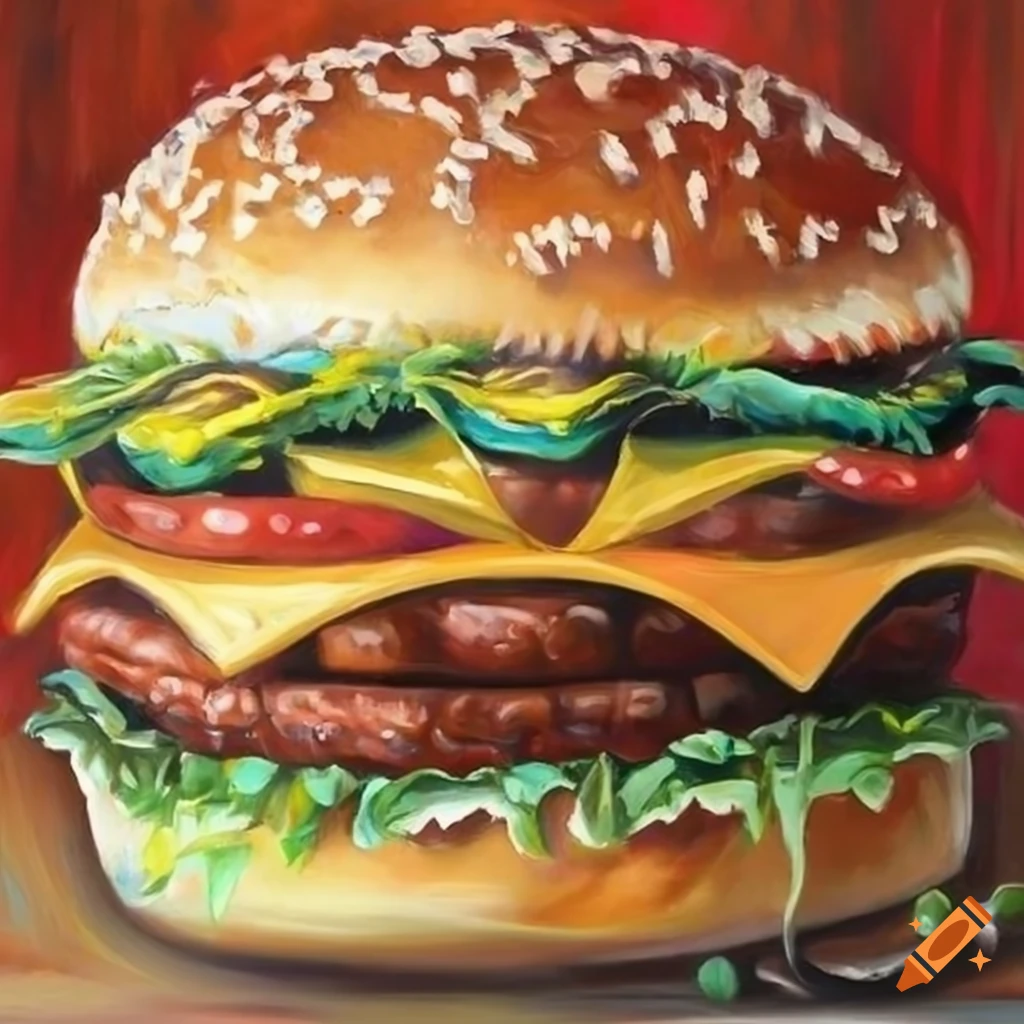 Oil painting of a big mac