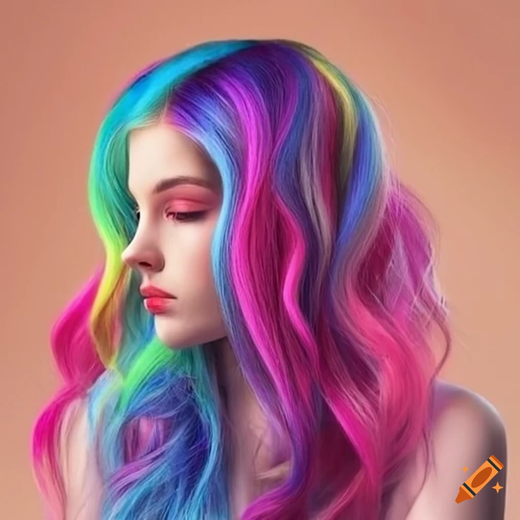 Colorful rainbow hair on Craiyon
