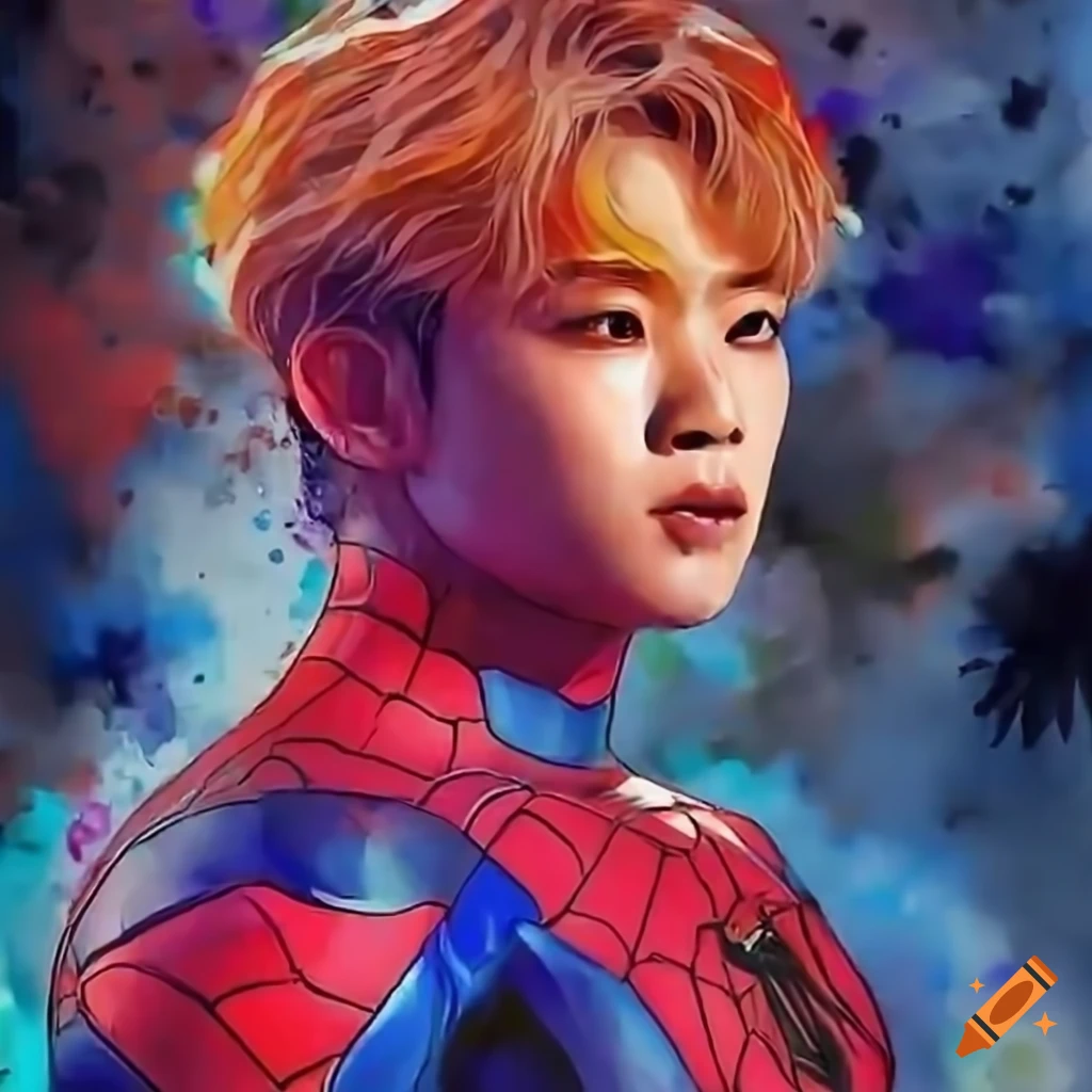 Mark Lee from NCT in a Spiderman suit on Craiyon