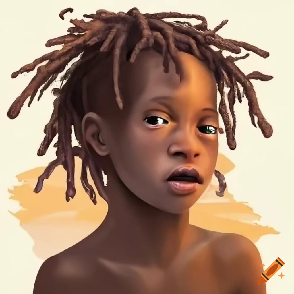 Portrait of a rebellious boy with dreadlocks on Craiyon