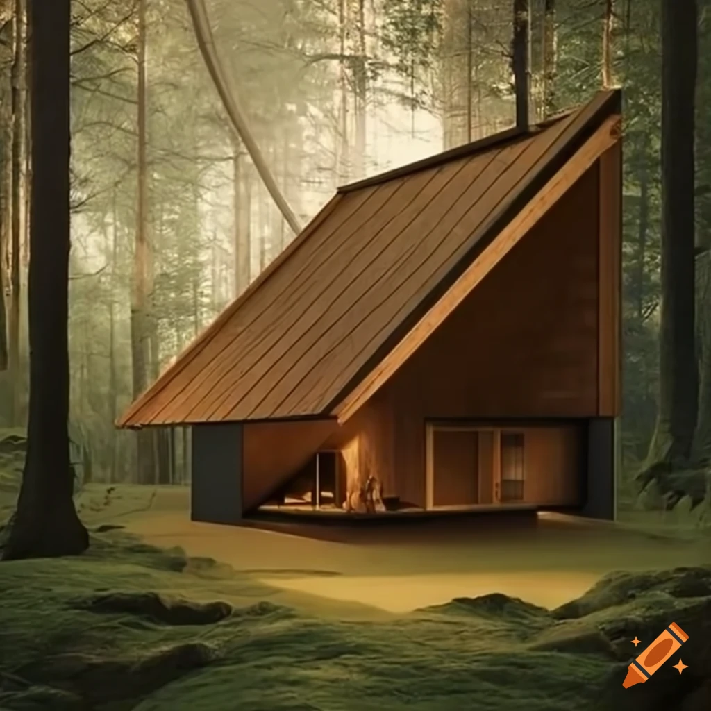 Unique wooden shelter in the forest