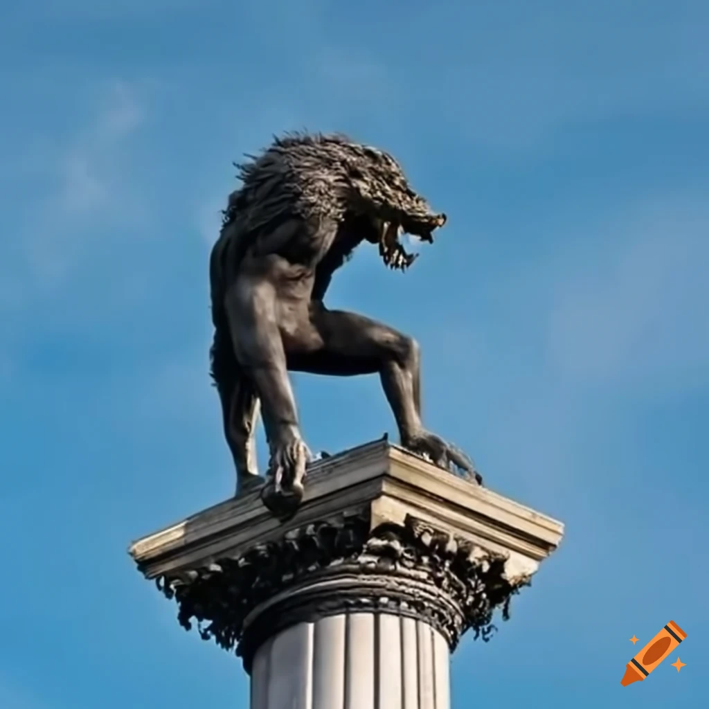 Werewolf statue on nelson's column in trafalgar square