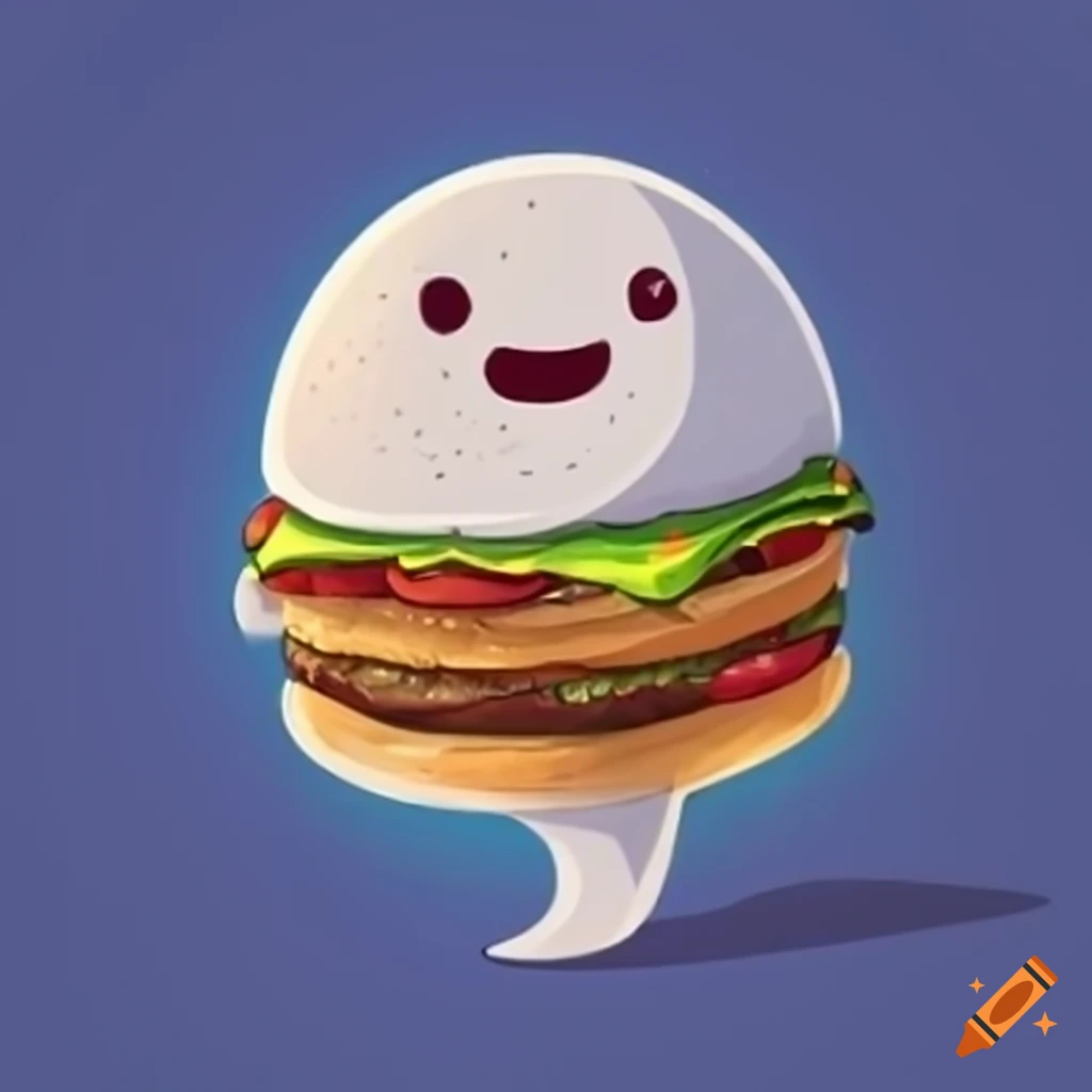 Cute halloween ghost holding a burger on Craiyon