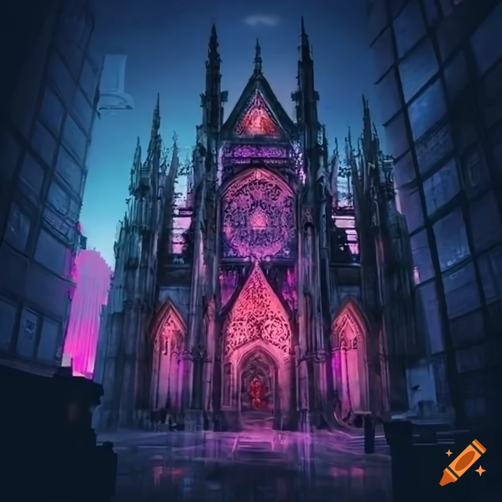 Cyberpunk gothic cathedral on Craiyon