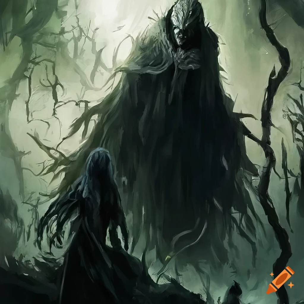 Dark fantasy art of a dementor golem