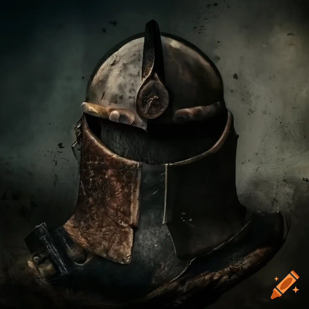 Vintage illustration of damaged soldiers' helmets representing global ...