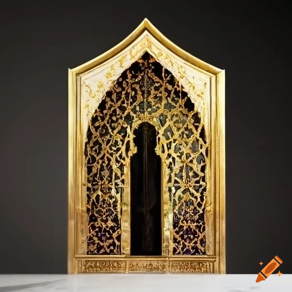 Entrance altar of islamic art with marble and gold on Craiyon