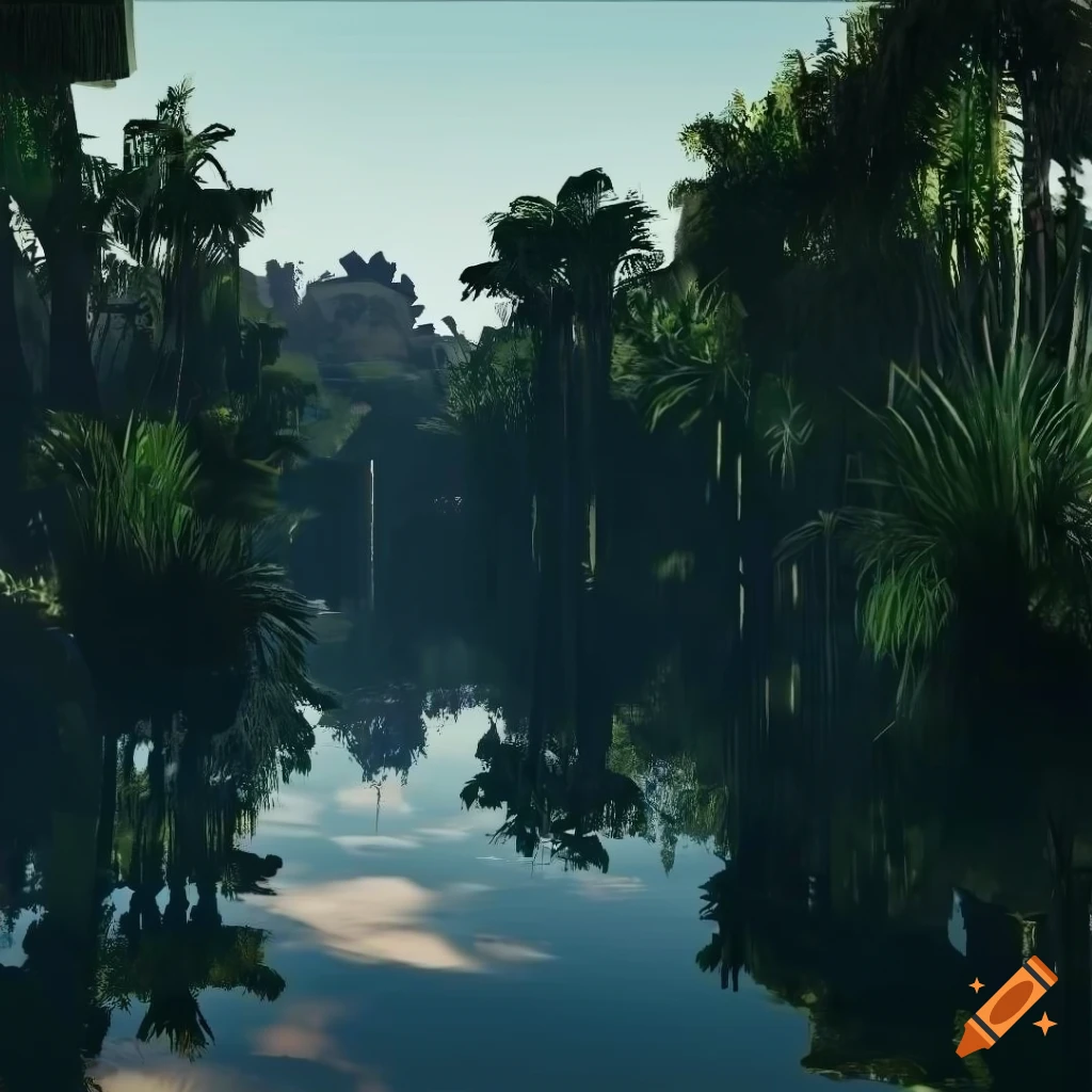 Photorealistic depiction of Bayou Biome in GTA 5 on Craiyon