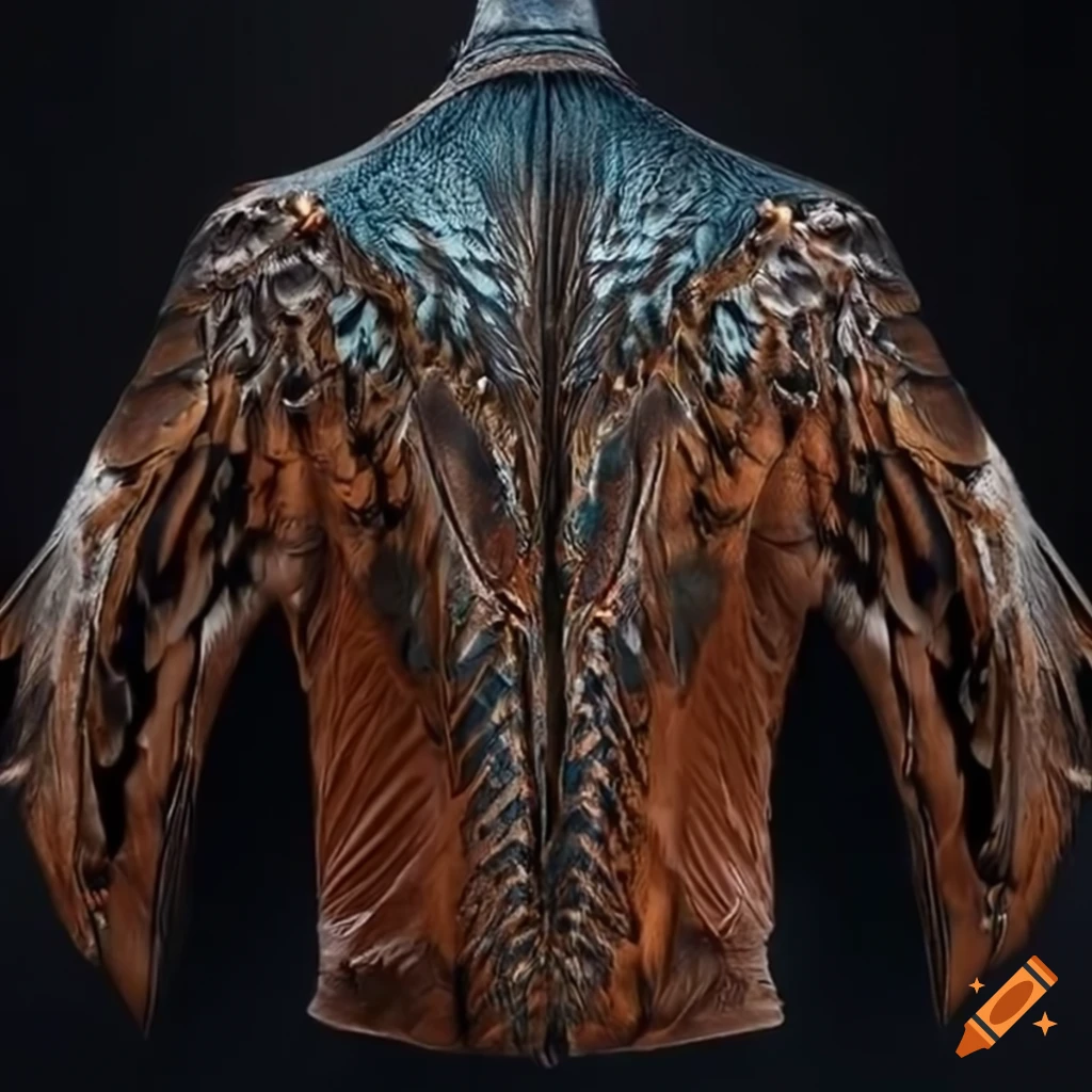 Jacket made of starling wings on leather on Craiyon