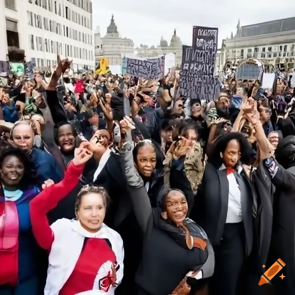 Group of people in a protest demonstration on Craiyon