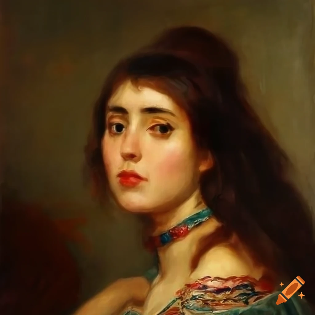 Portrait of a young slavic woman by Eugène Delacroix on Craiyon