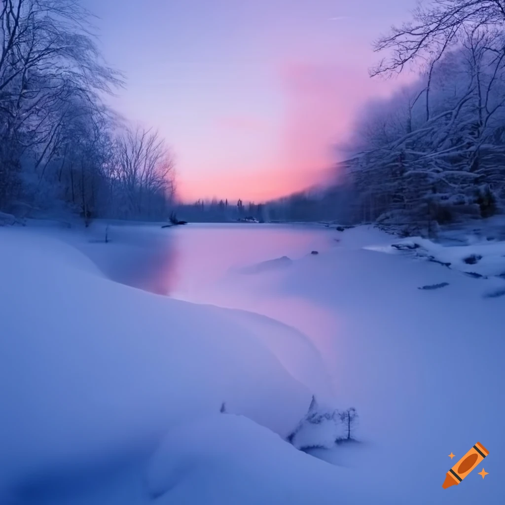 Snowy landscape on Craiyon