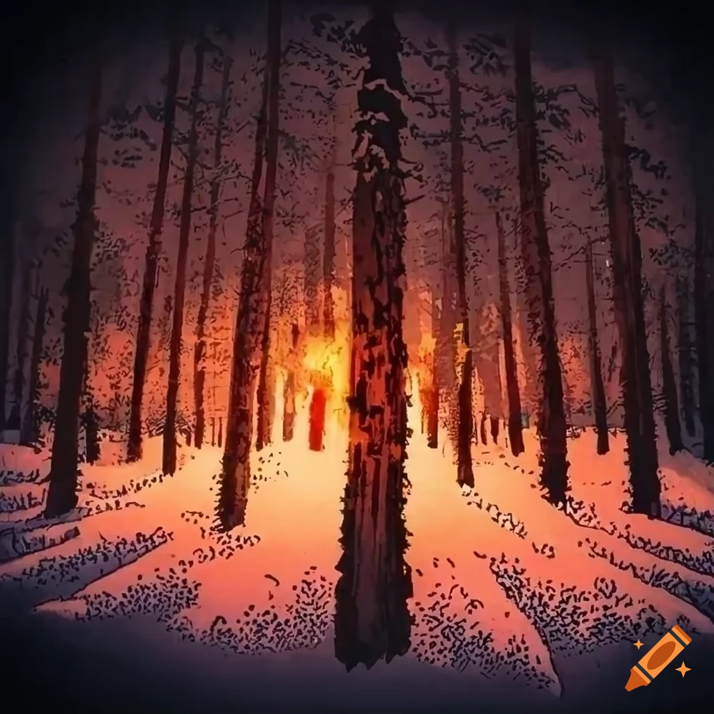 Flaming winter festival in german snowy forest on Craiyon