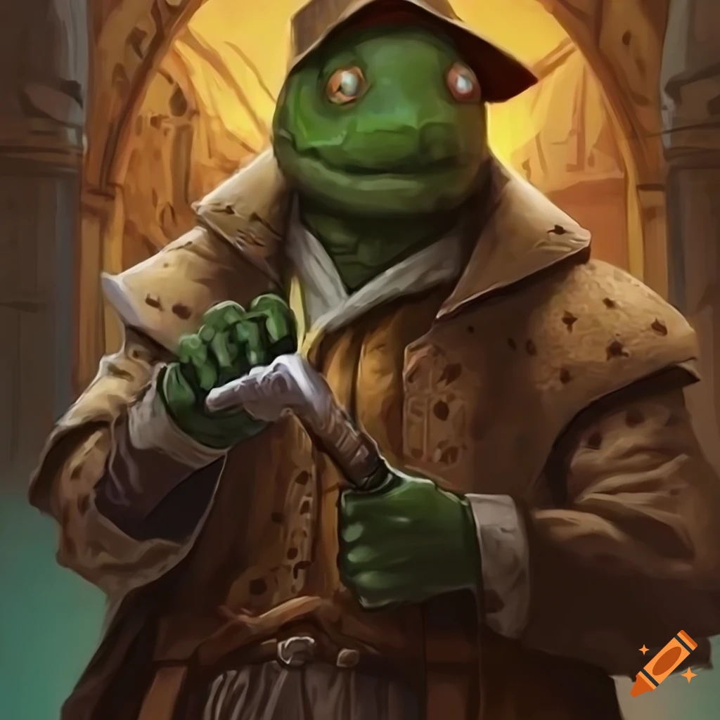 Portrait of a detective turtle in Dungeons and Dragons style on Craiyon