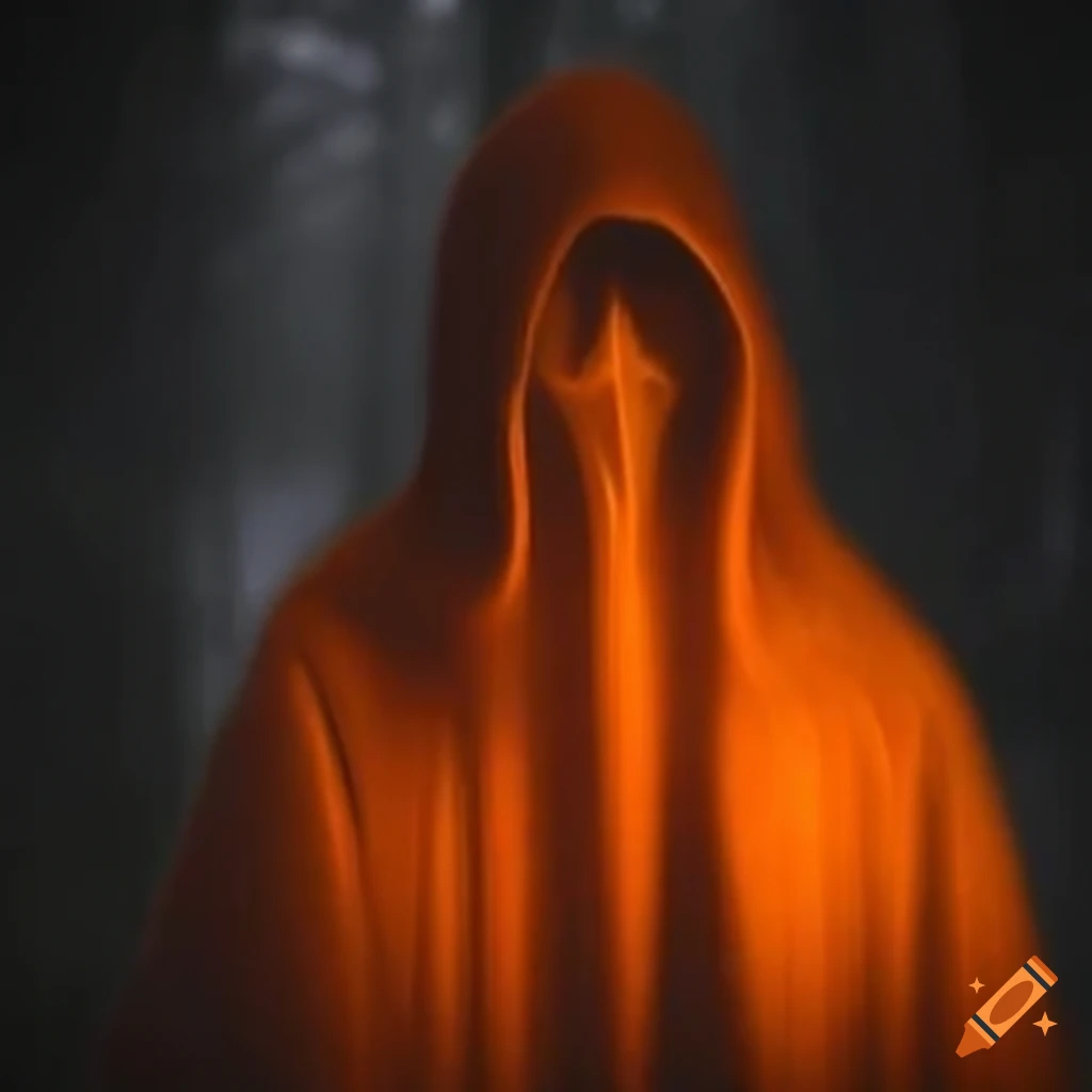 Mysterious orange ghost in a forest on Craiyon